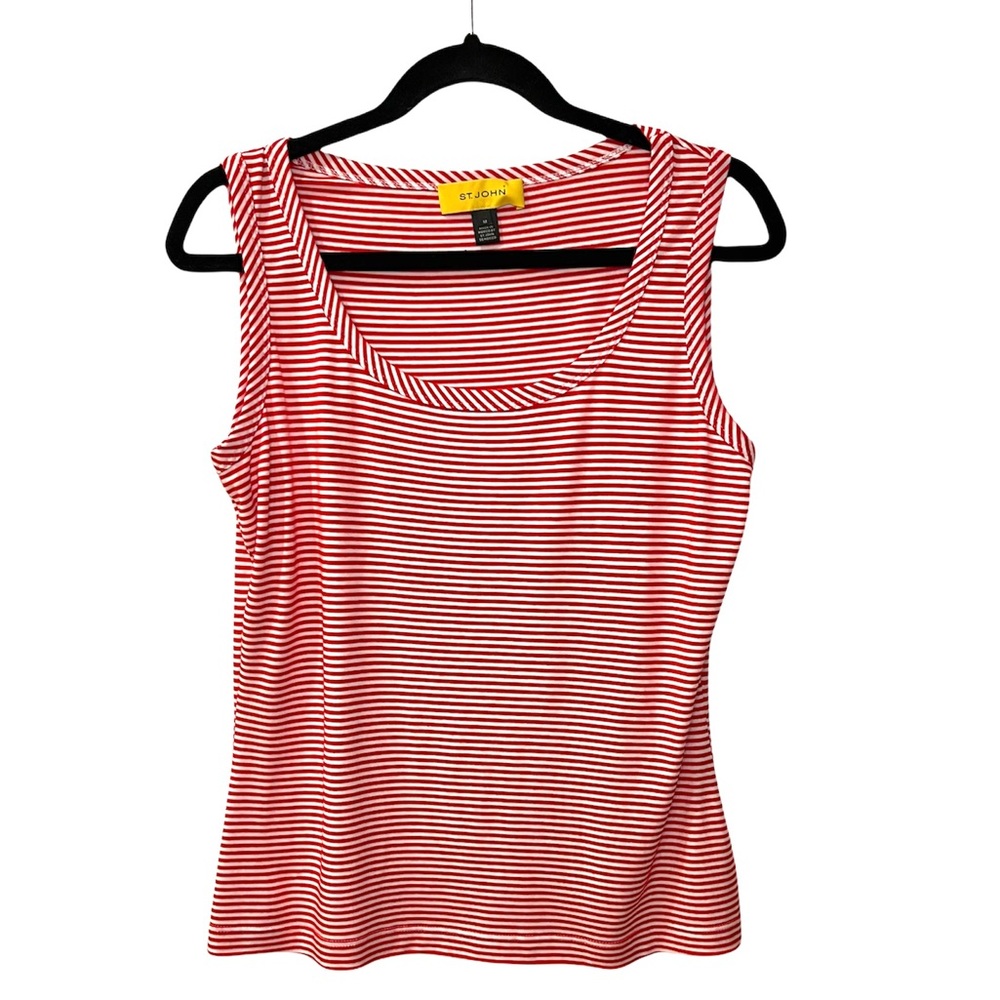 St. John Red White Stripe Tank M - Gem